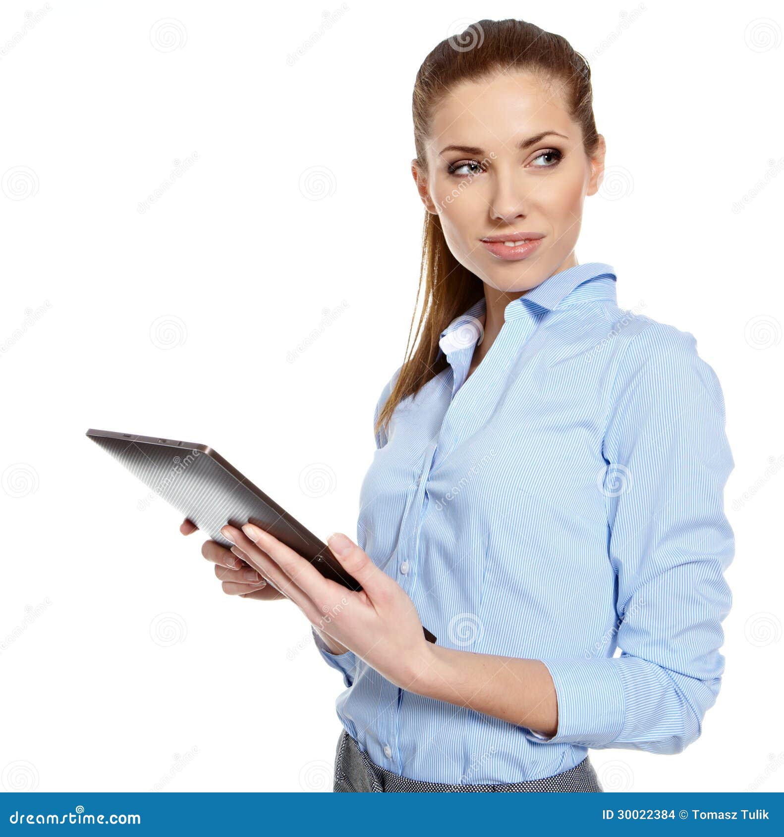 Business Woman Uses a Mobile Tablet Stock Photo - Image of education ...
