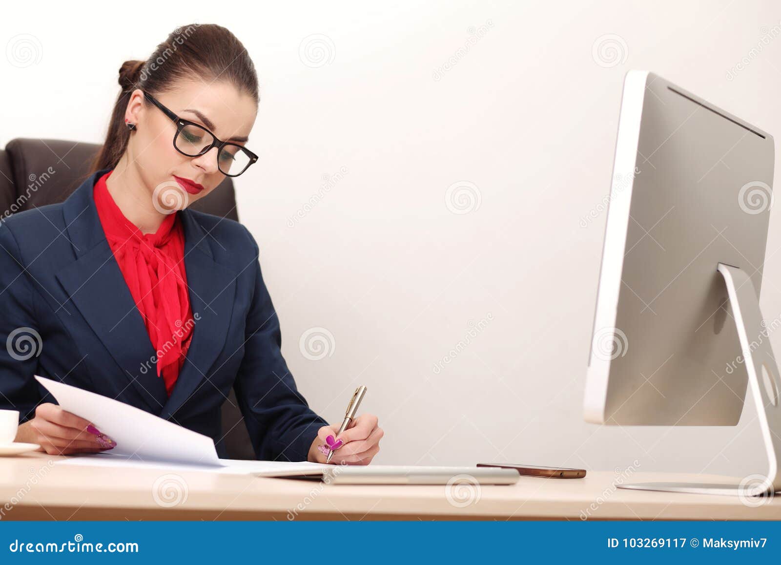 Young and Attractive Business Woman Working in Office Stock Image ... Young and Attractive Business Woman Working in Office Stock Image ...