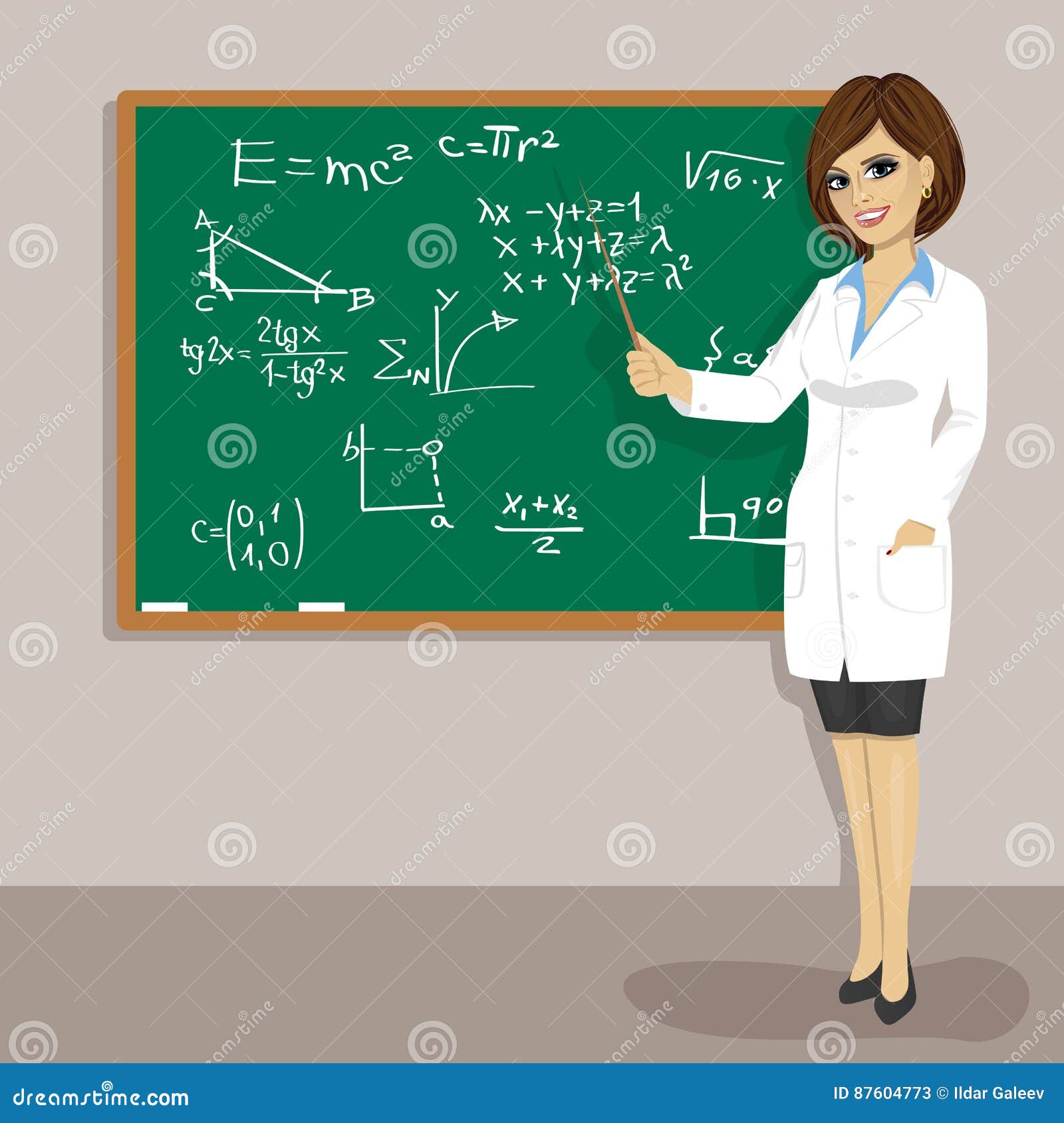 Young Attractive Caucasian Math Teacher Standing Next To Blackboard ...