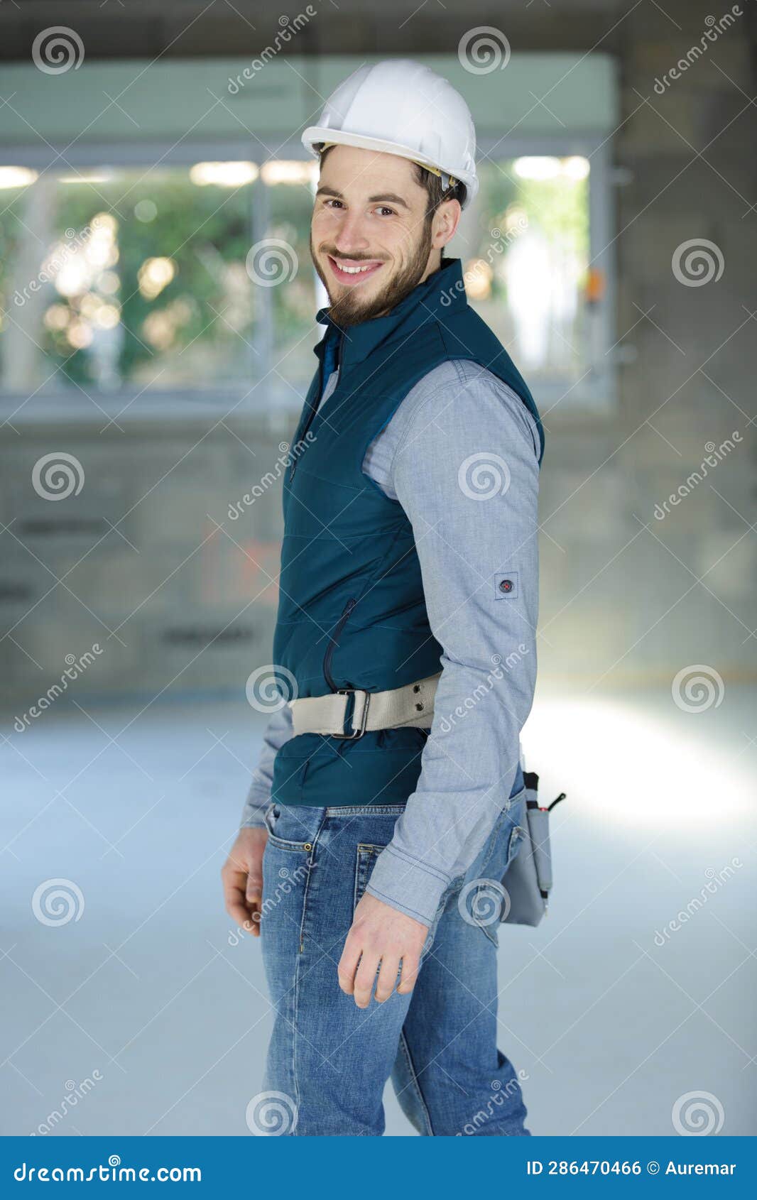 Young Attractive and Confident Builder Posing Stock Photo - Image of ...