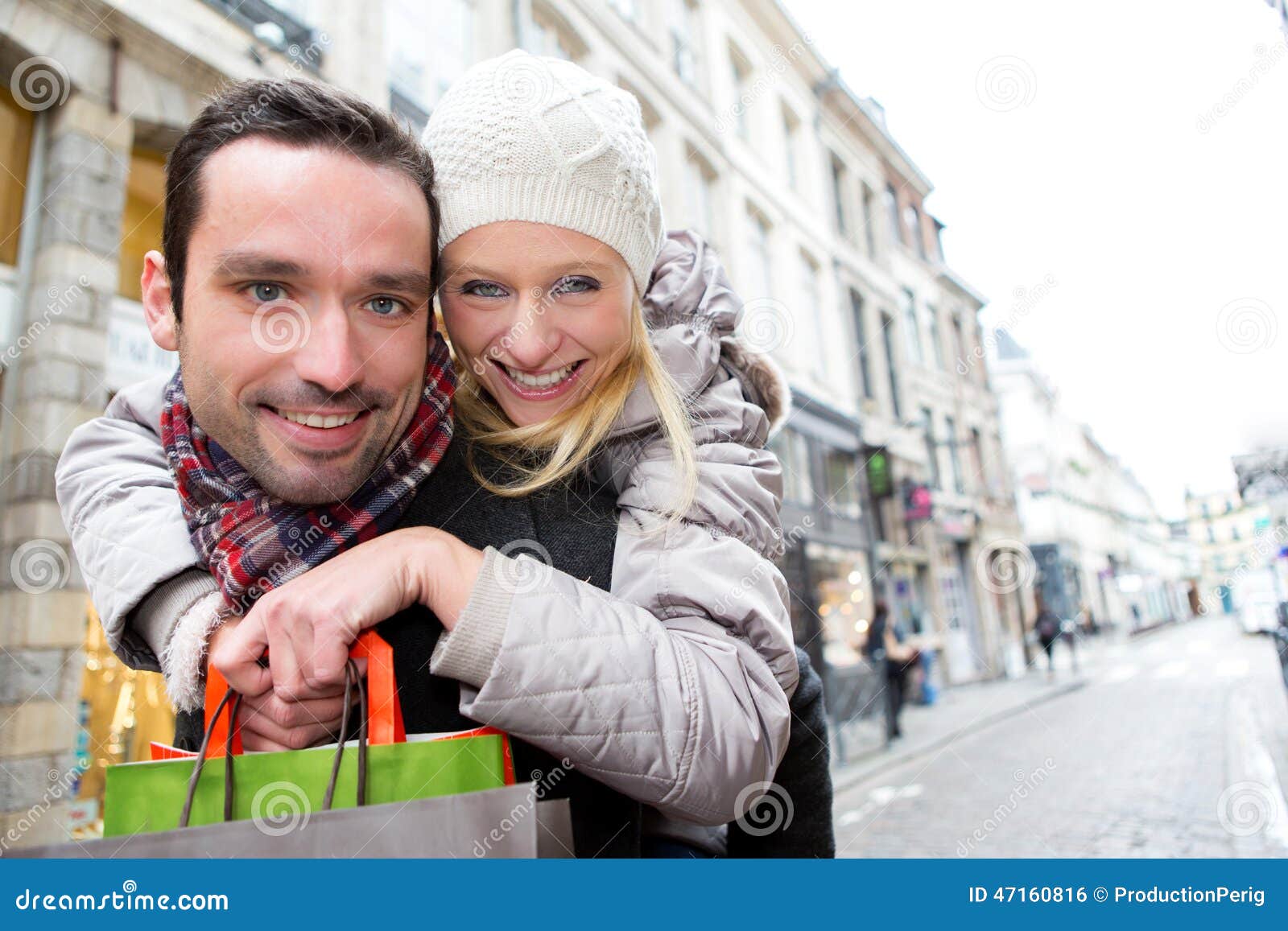 Young Attractive Couple Having Fun while Shopping Stock Photo - Image ...
