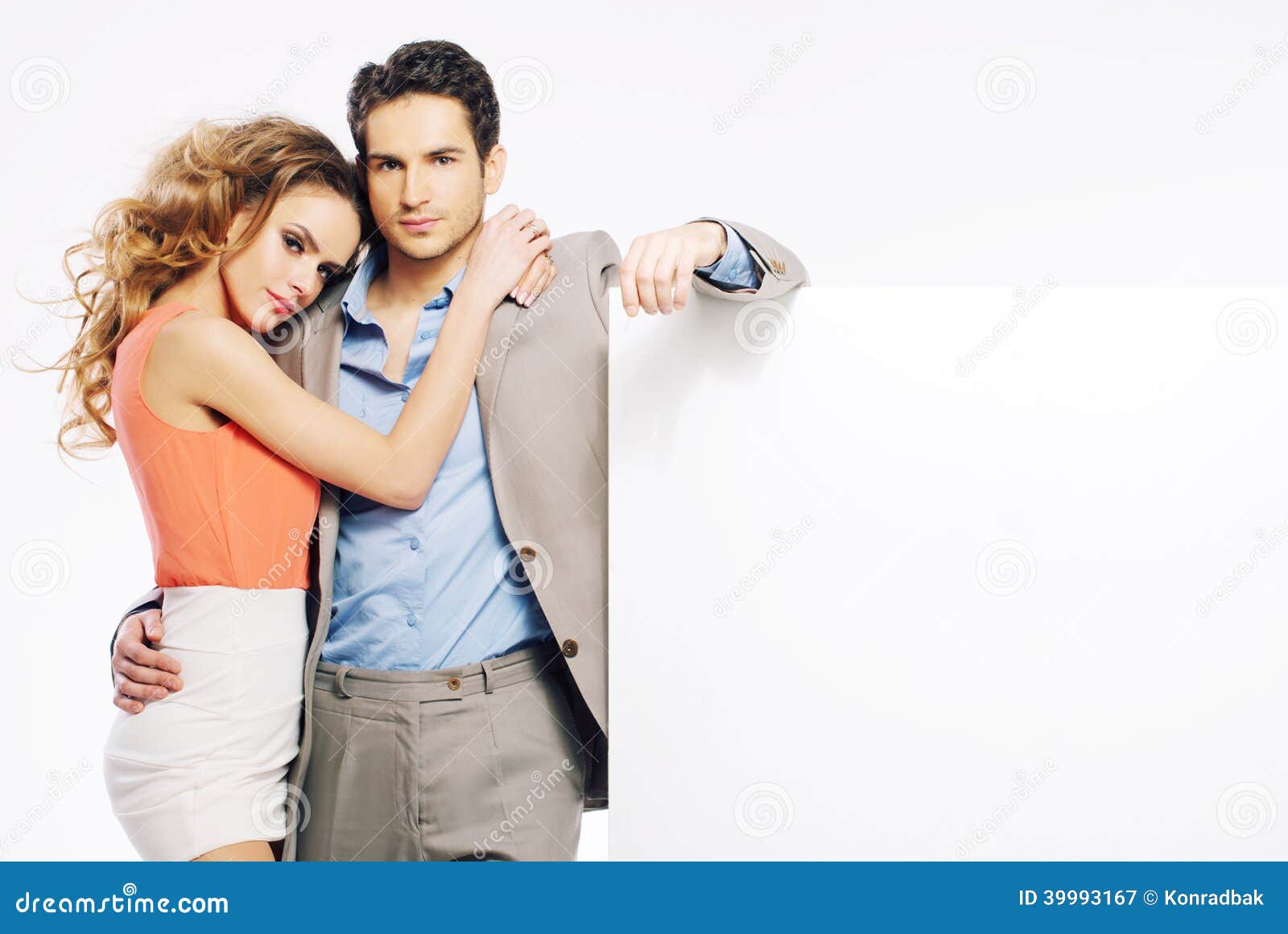 Young Attractive Couple Promoting Sales Stock Image - Image of person ...