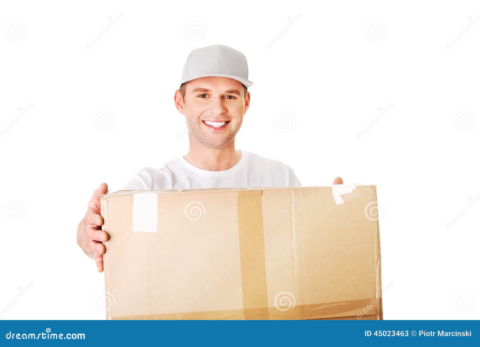 Young Attractive Courier Guy Stock Image - Image of brown, postal: 45023463