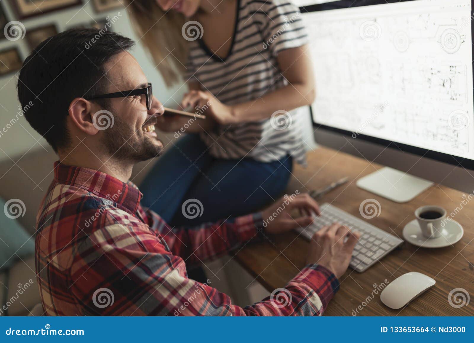 Young Attractive Designers Working Together from Home Stock Photo ...