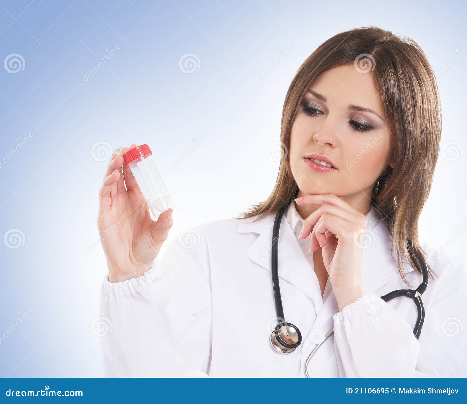 Young Attractive Doctor on Blue Stock Image - Image of human, beauty ...
