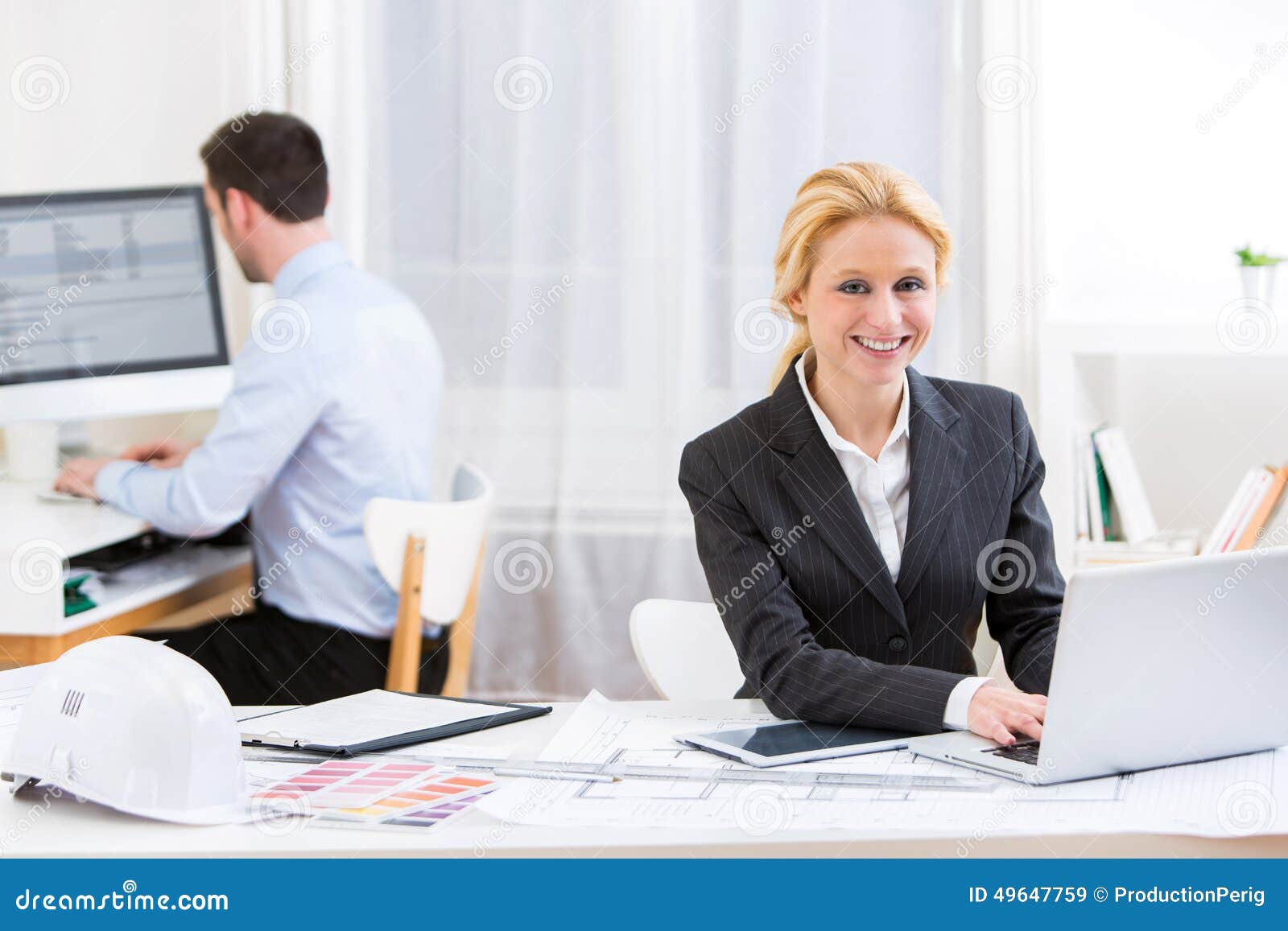 Young Attractive Engineer Working at the Office Stock Image - Image of ...