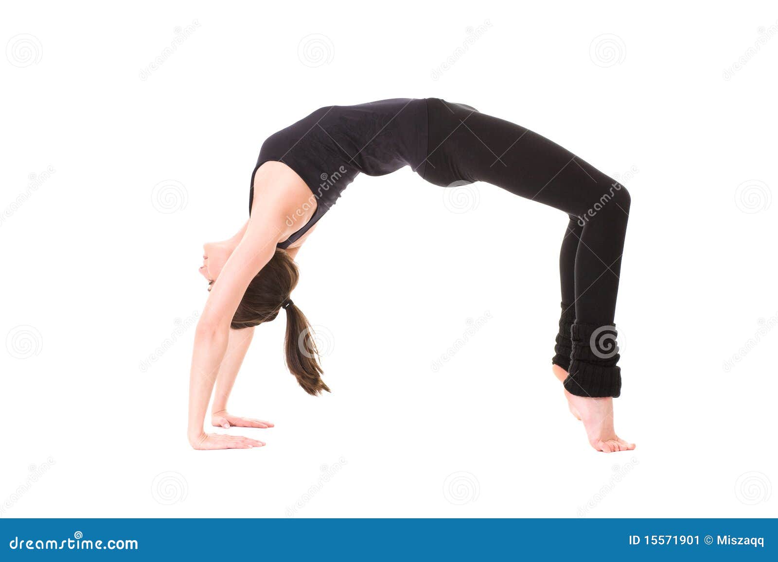 Young Attractive Female in Stretch Pose, Isolated Stock Image - Image ...