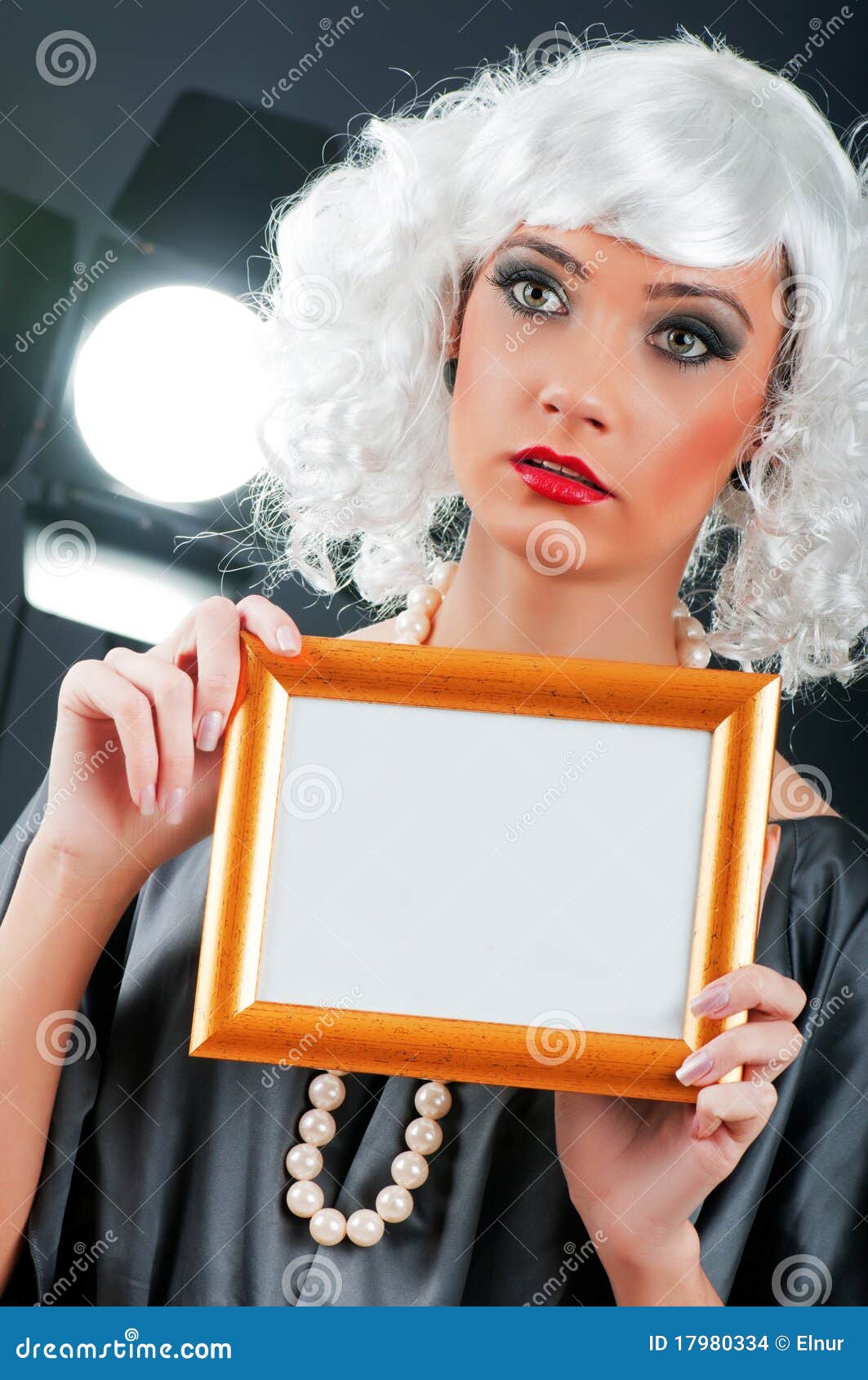 Young Attractive Girl with Picture Frame Stock Photo - Image of ...