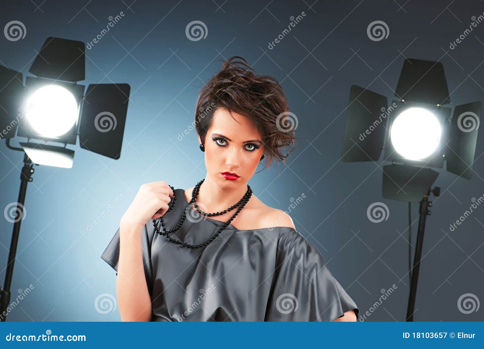 Young Attractive Girl with in the Studio Stock Image - Image of close ...