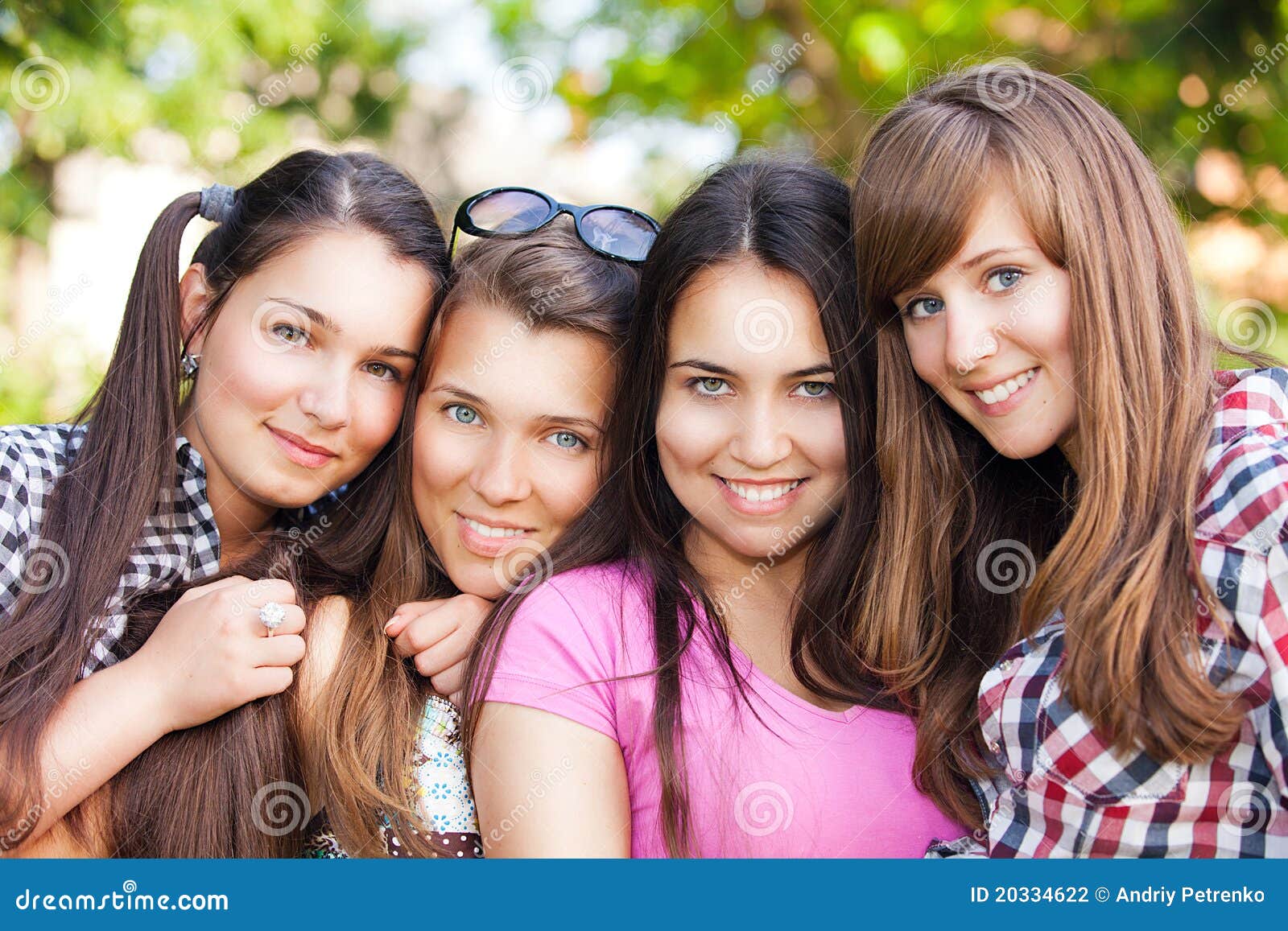 Young and Attractive Girlfriends Have Fun in Park Stock Photo - Image ...