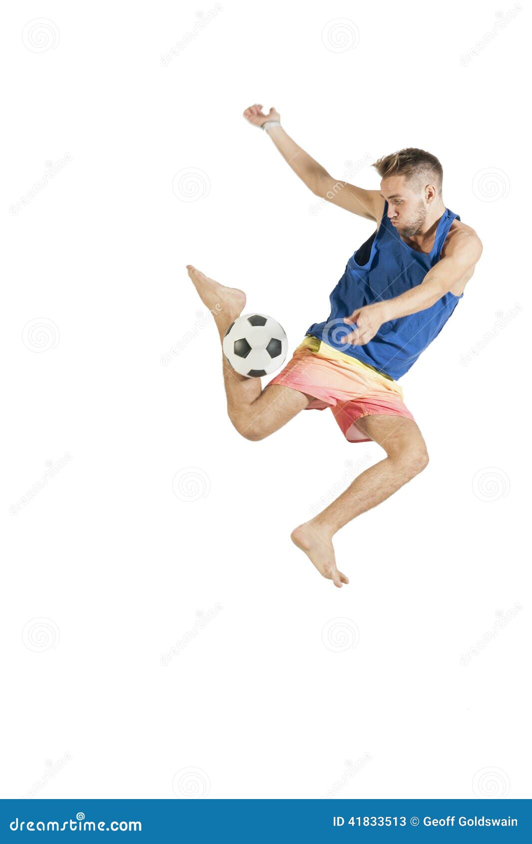 Young Attractive Guy Playing with Football Stock Image - Image of smile ...