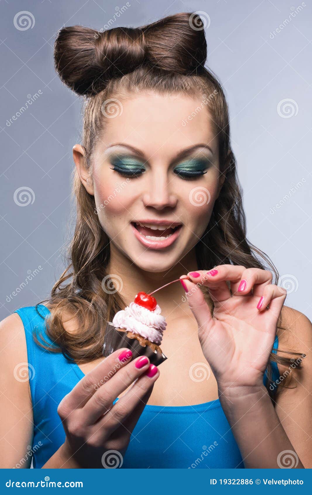 Young Attractive Lady Eating a Cake Stock Photo - Image of innocence ...