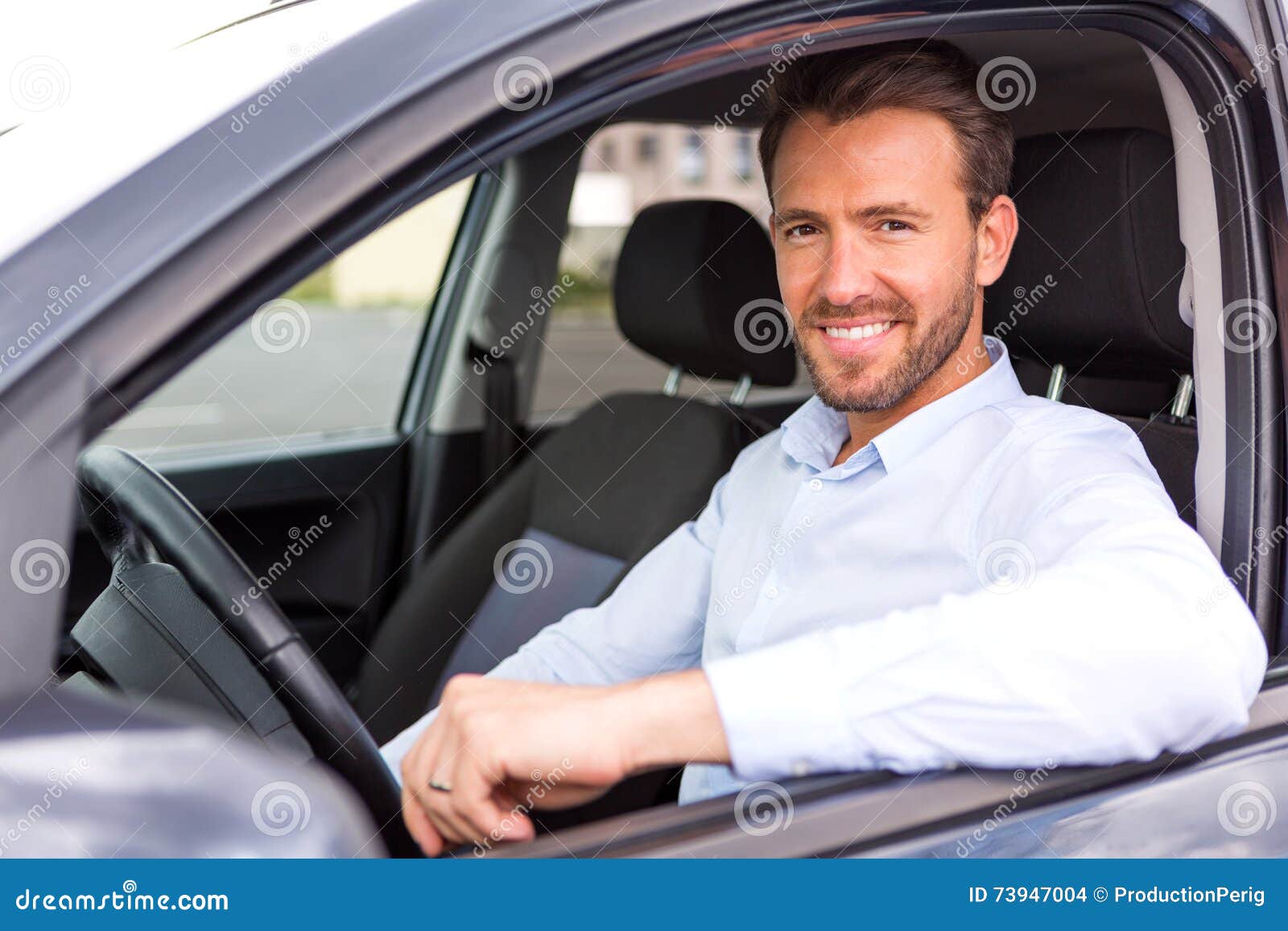 Young Attractive Man Driving His Car Stock Photo - Image of safety ...
