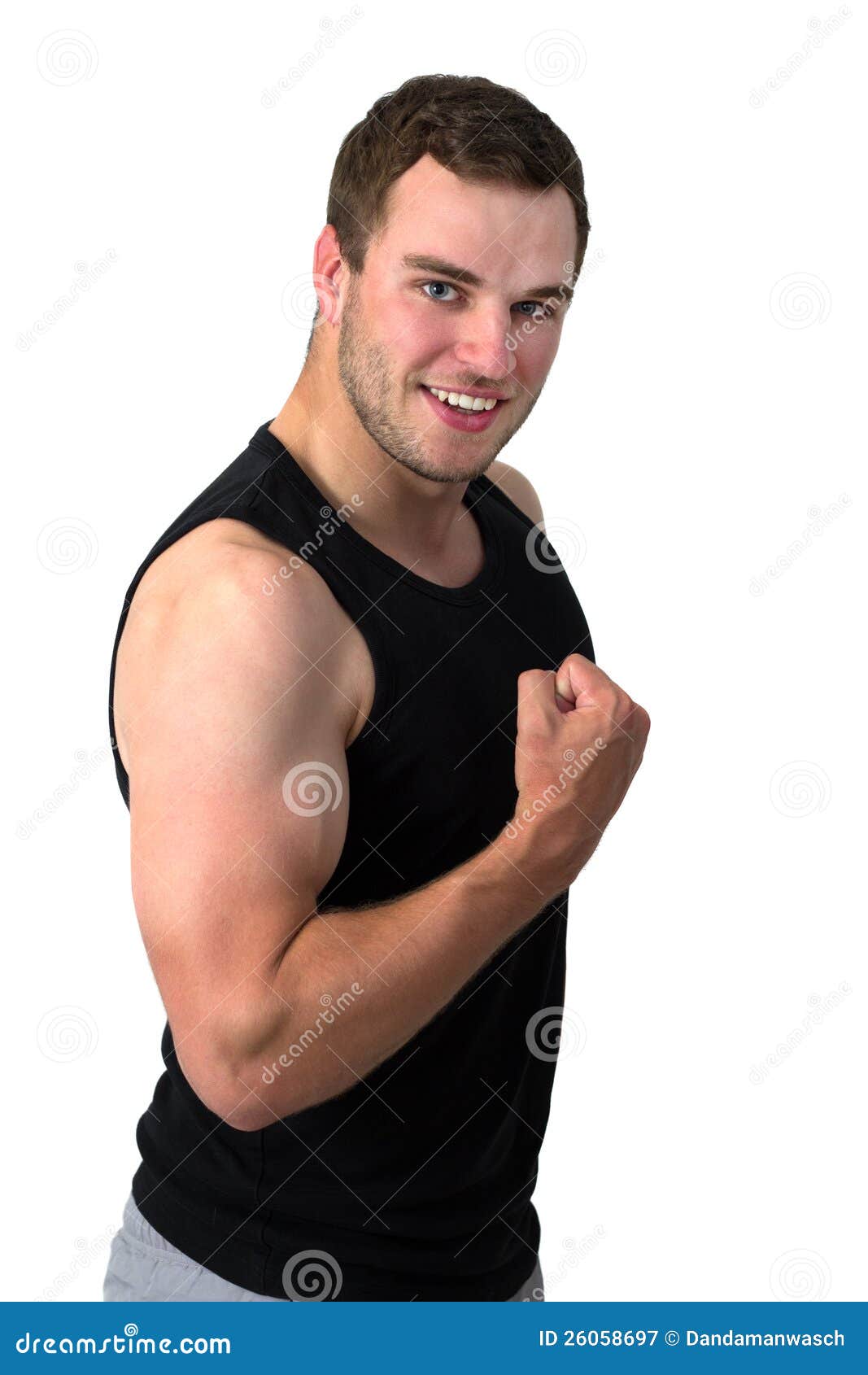 Young Attractive Man Flexing His Biceps Stock Image - Image of showing ...