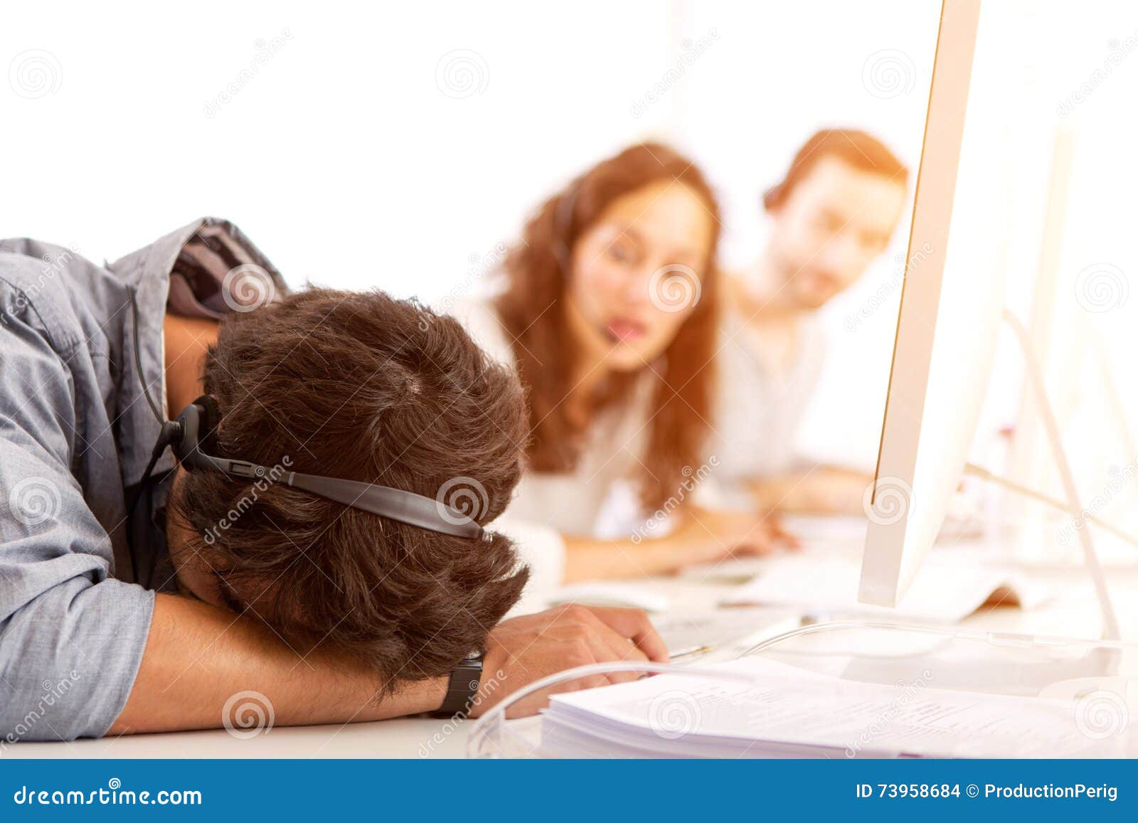 Young Attractive Man Ill-at-ease at Work Stock Photo - Image of ...