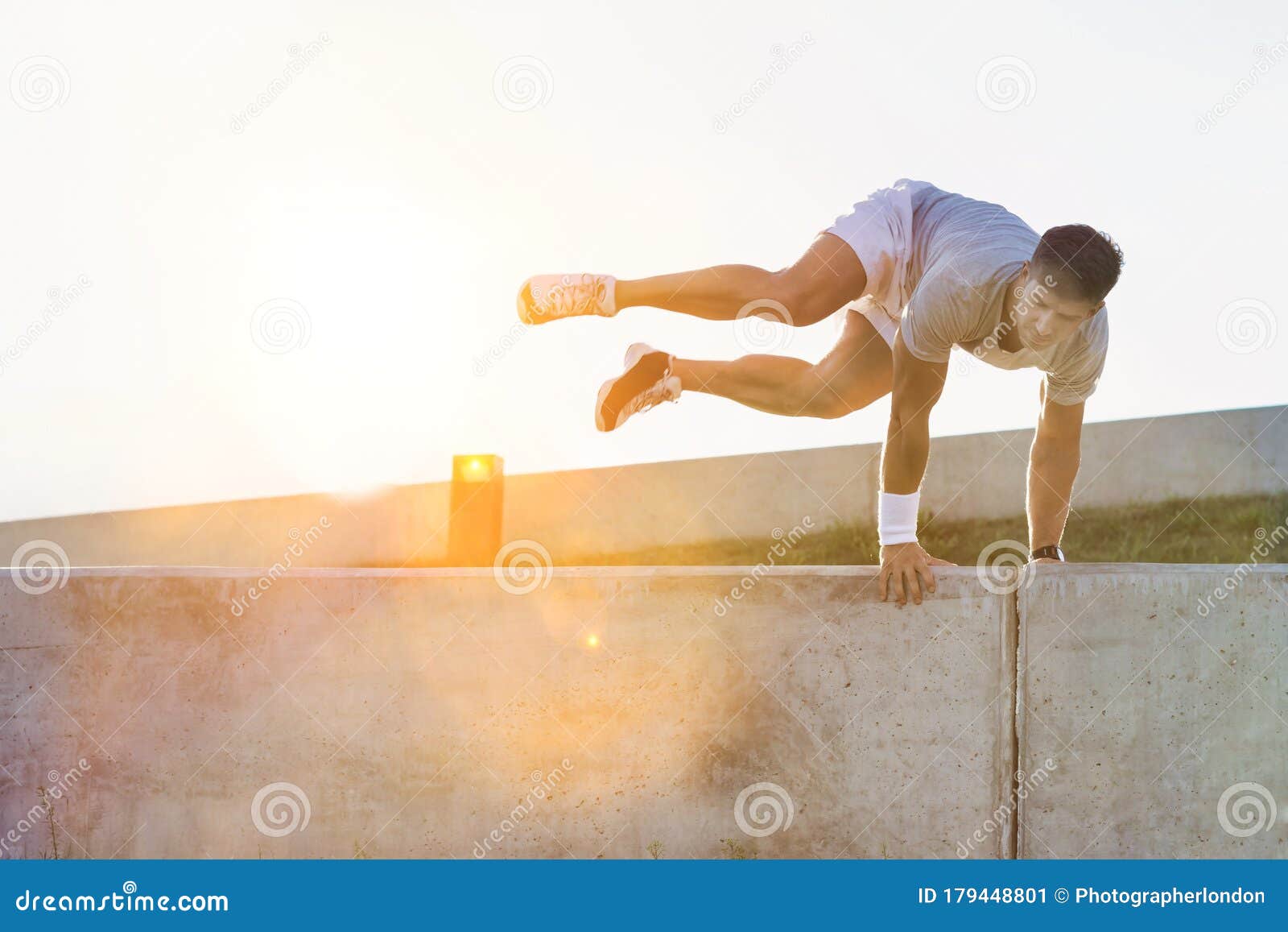 Young Attractive Man Jumping on Wall Stock Image - Image of ethnicity ...