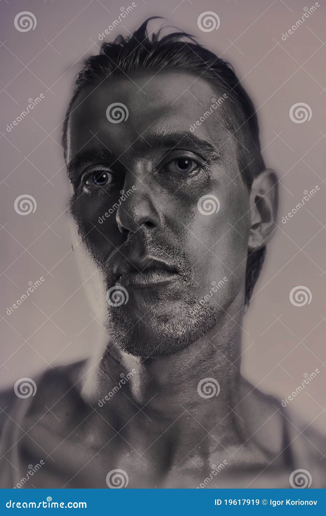 Young Attractive Man with a Silvery Makeup Stock Image - Image of ...