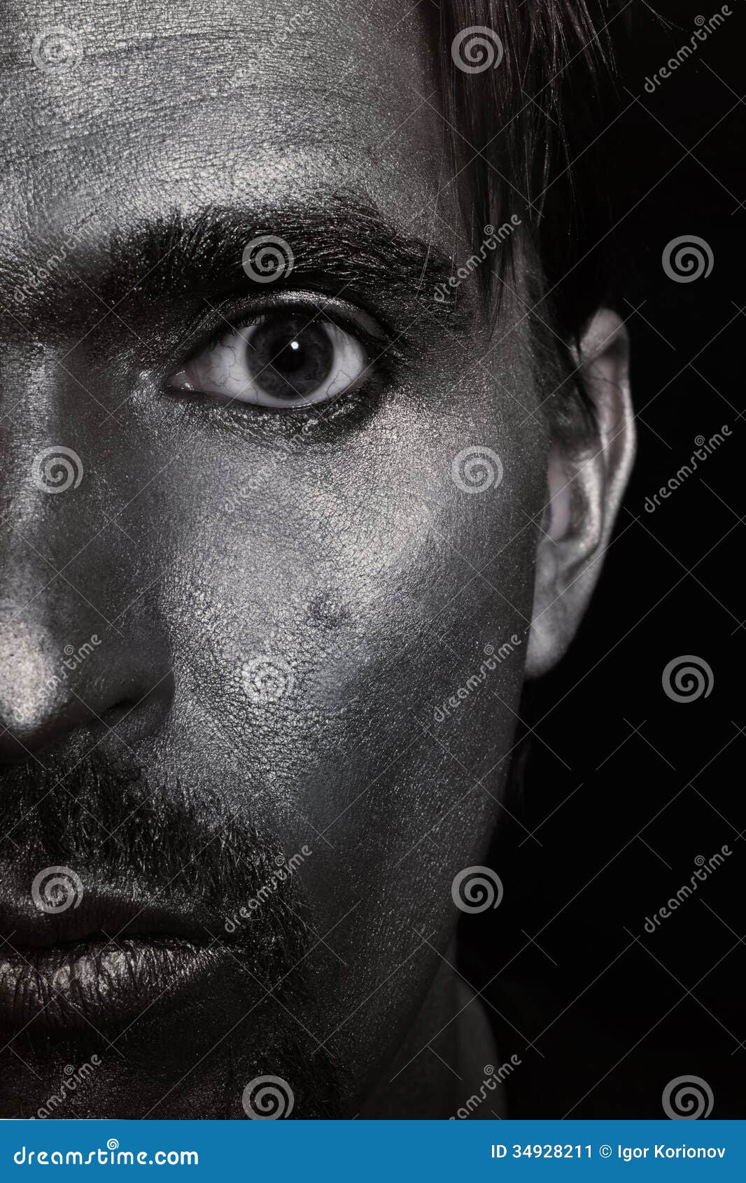 Young Attractive Man with a Silvery Makeup Stock Image - Image of 2025 ...