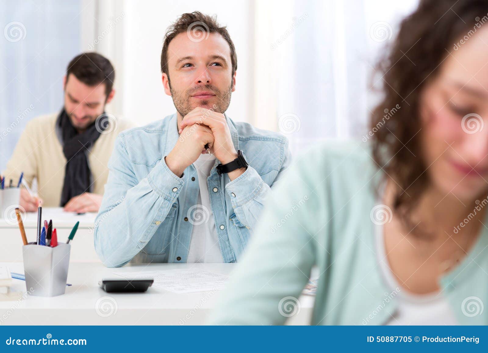 Young Attractive Man Taking Exams Stock Image - Image of thinking ...