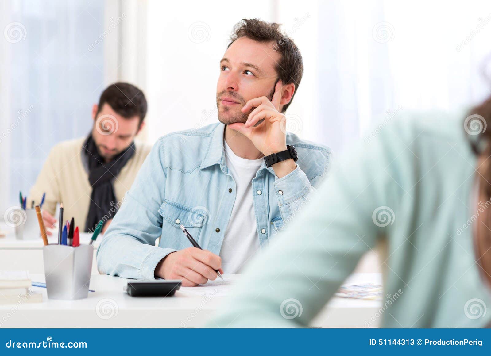 Young Attractive Man Taking Exams Stock Image - Image of thinking ...