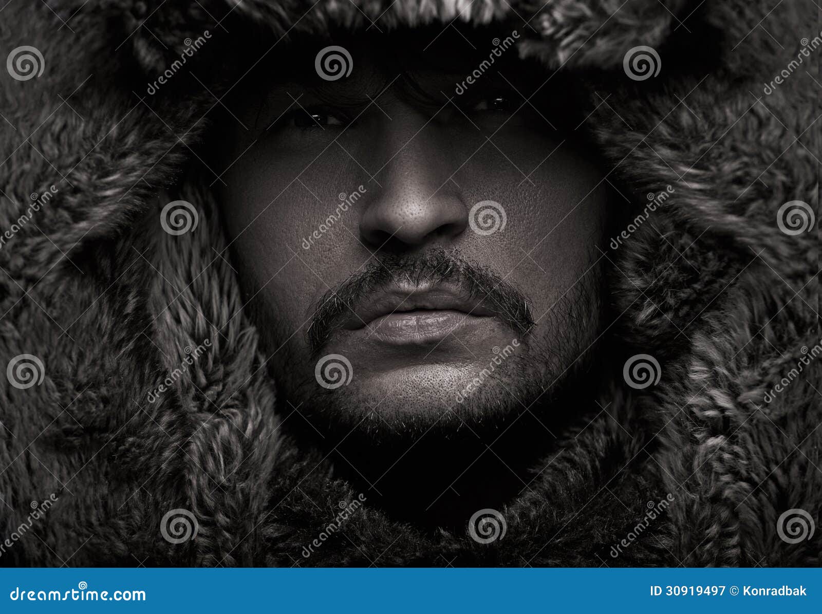 Young Attractive Man Wearing Fur Stock Image - Image of caucasian, cowl ...
