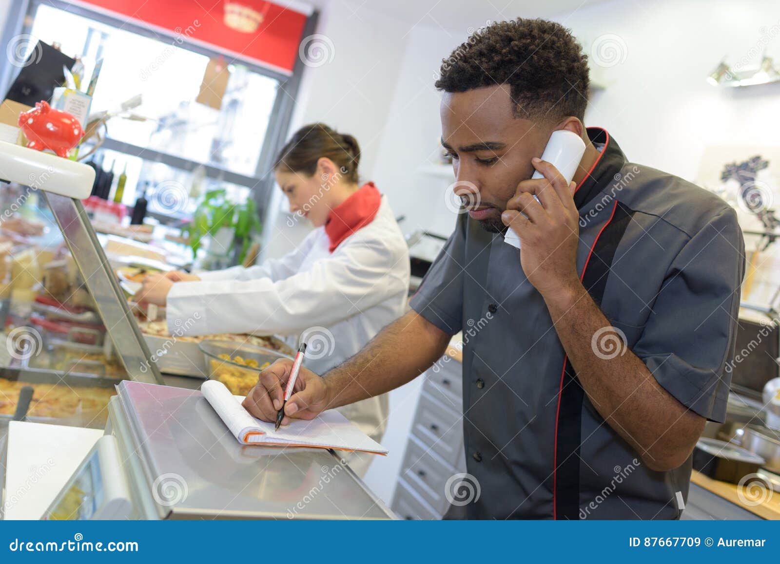 Young Attractive Man Working at Grocery Store Stock Image - Image of ...