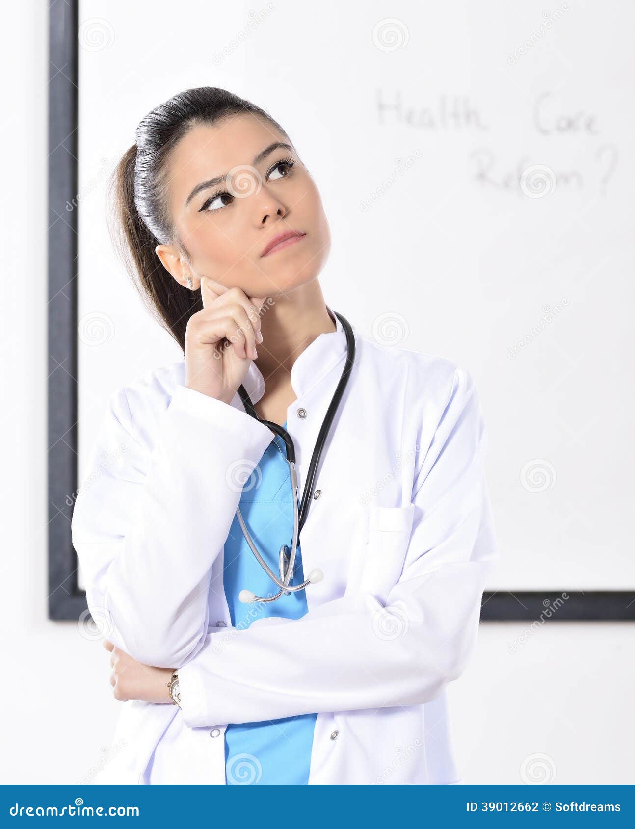 Young Attractive Medical Student Thinking Stock Photo - Image of ...