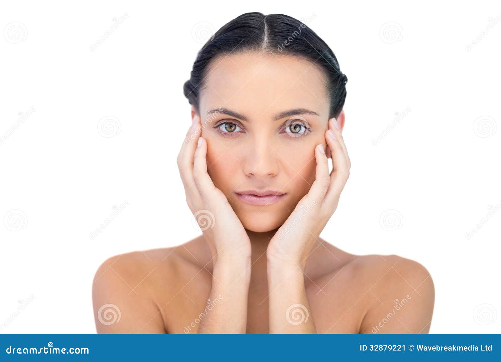 Young Attractive Model with Hands on Face Looking at Camera Stock Image ...