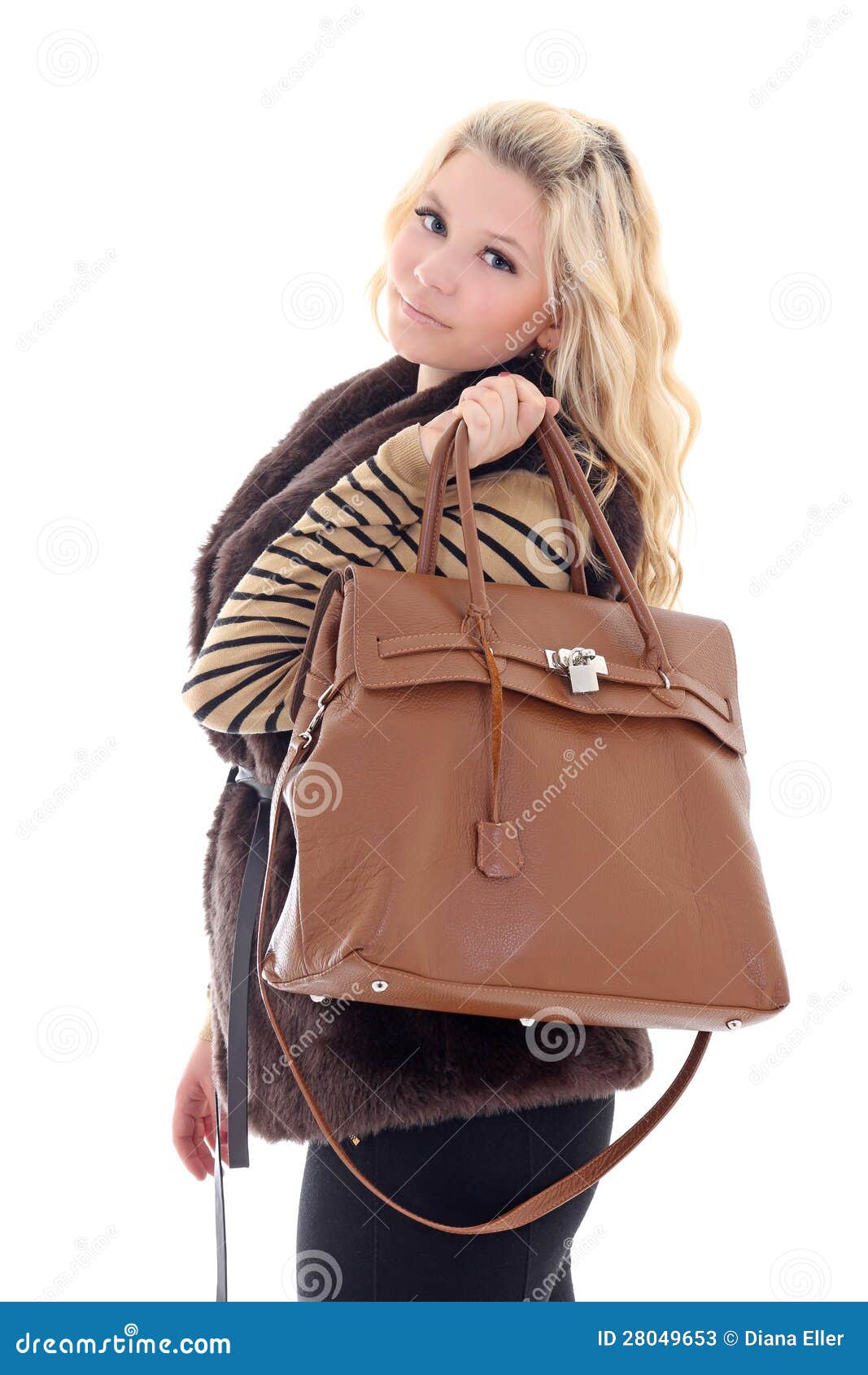 Young Attractive Model Posing with Handbag Stock Image - Image of ...
