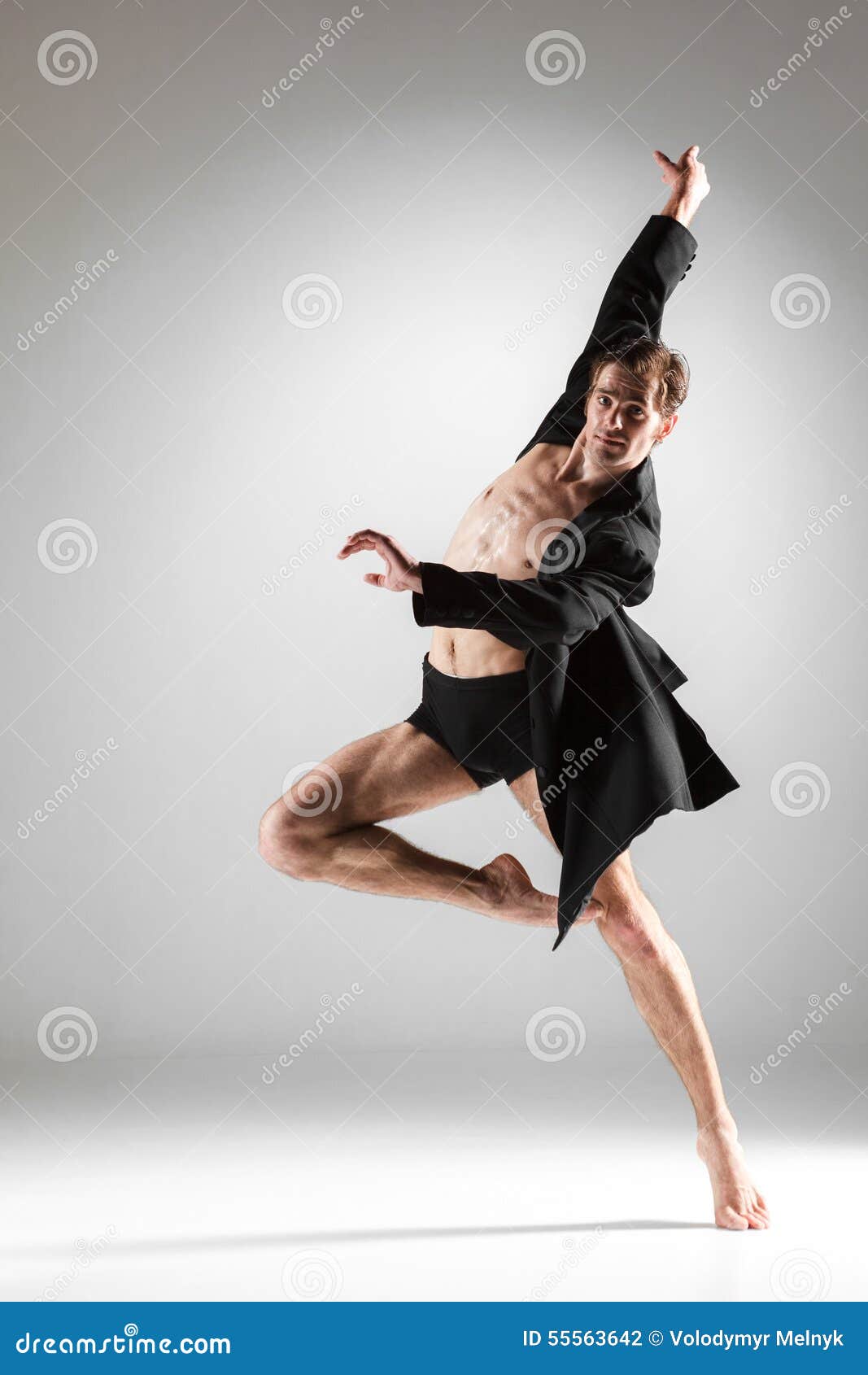 The Young Attractive Modern Ballet Dancer on White Stock Photo - Image ...