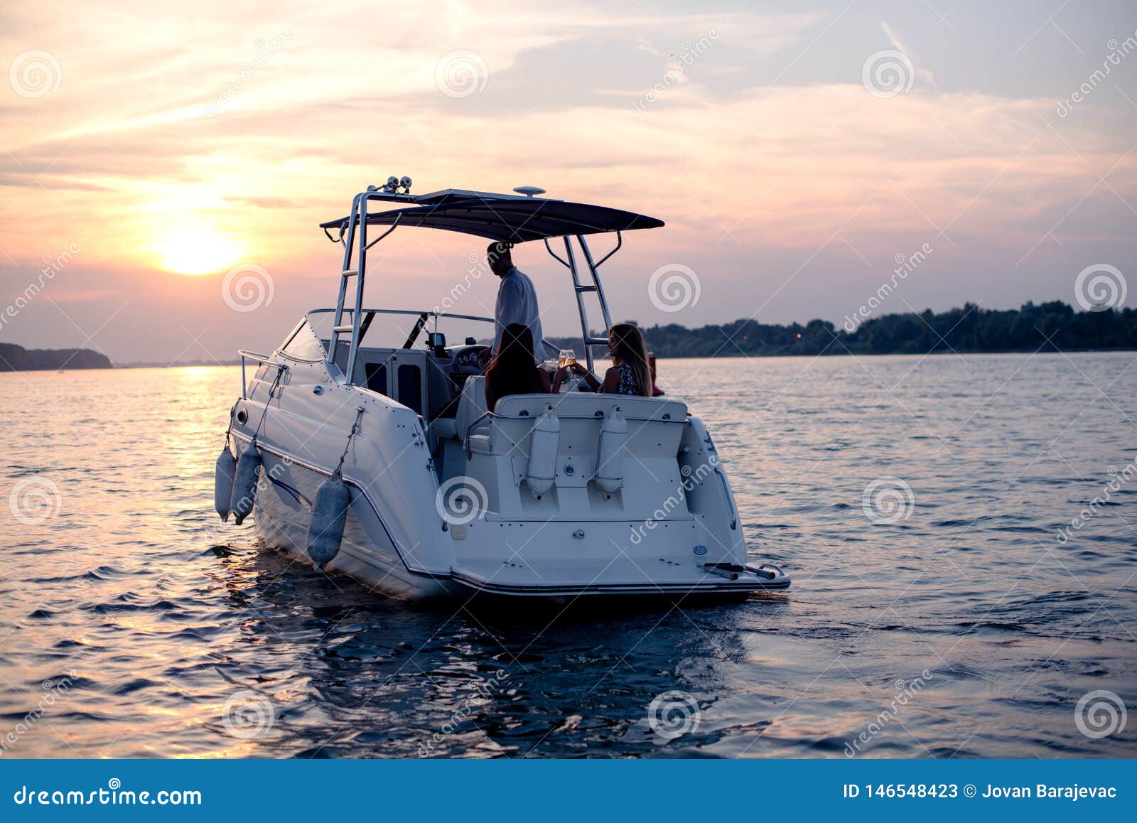 Young Attractive People Having Good Time on a Boat with Drinks Stock ...
