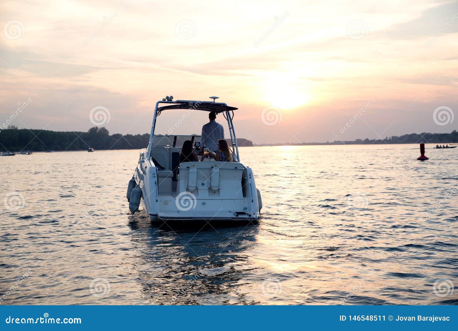 Young Attractive People Having Good Time on a Boat with Drinks Stock ...