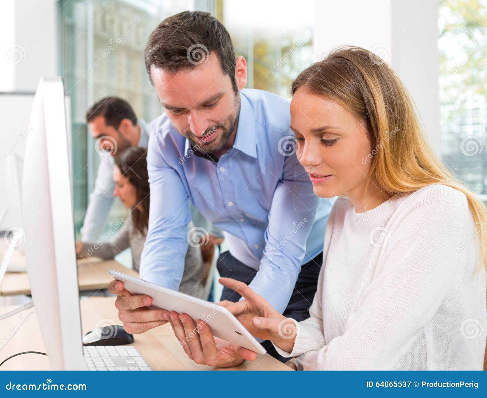 Young Attractive People Taking a Training Course with Formator Stock ...