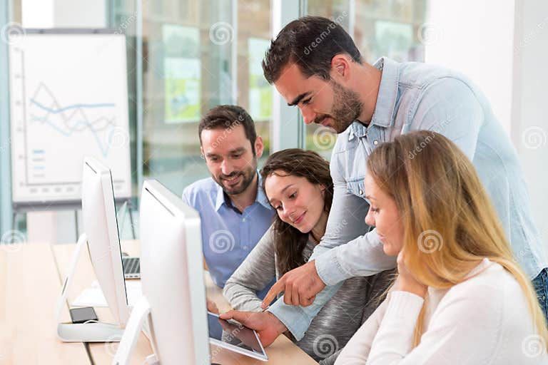 Young Attractive People Taking a Training Course with Formator Stock ...