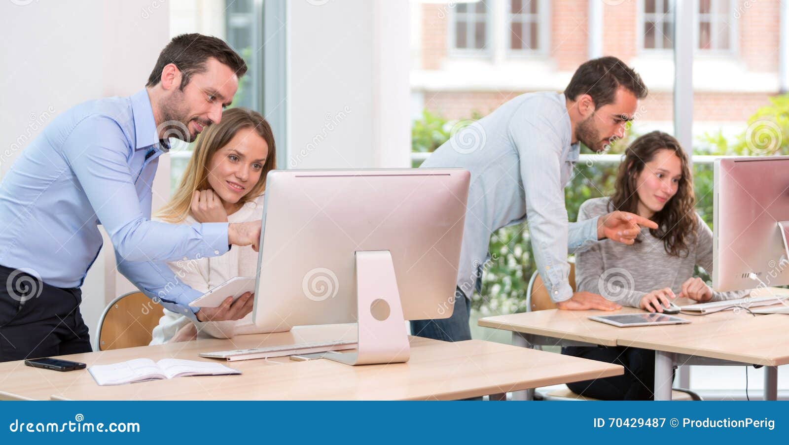 Young Attractive People Taking a Training Course with Formator Stock ...