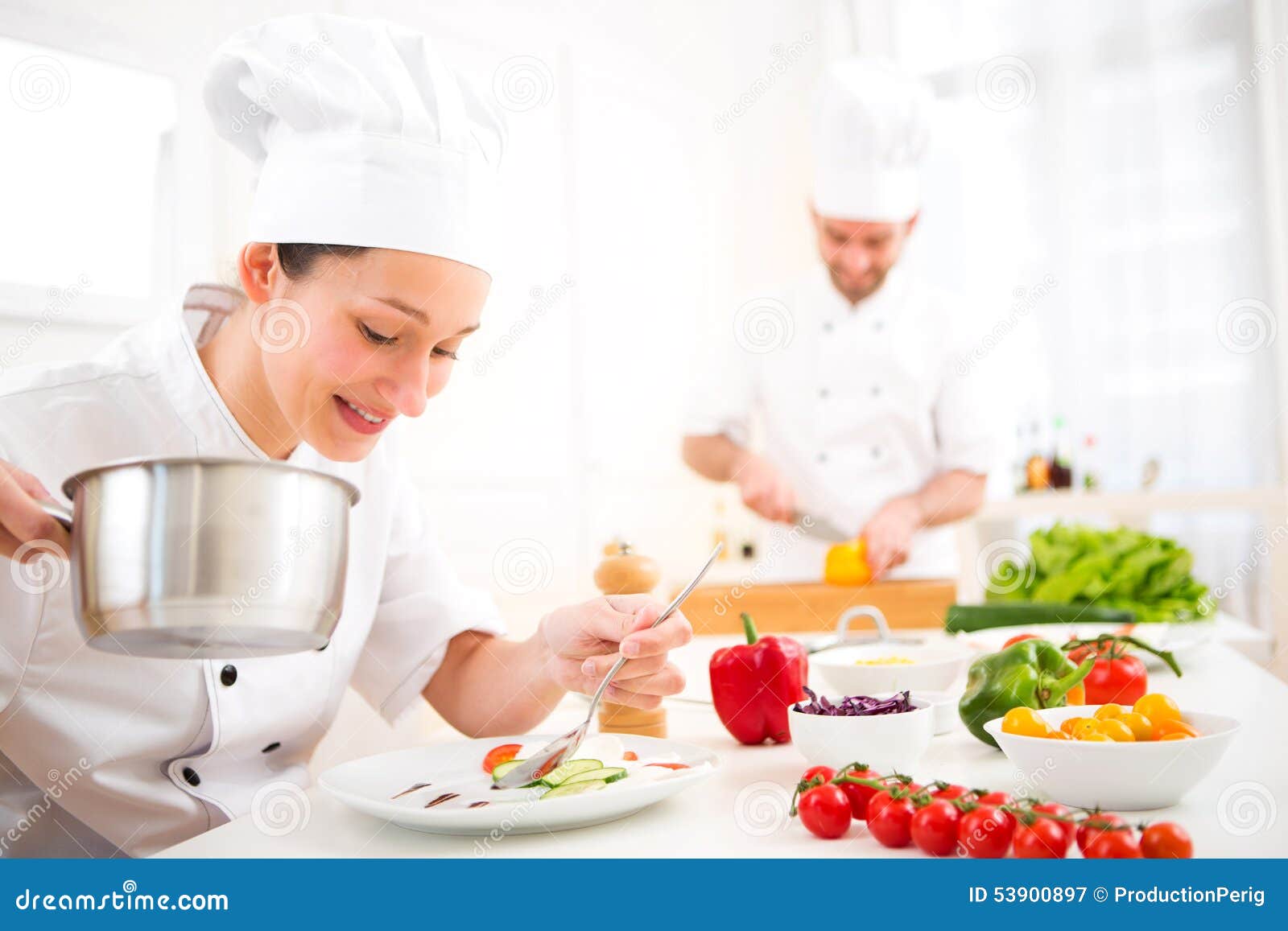 Young Attractive Professional Chef Cooking in His Kitchen Stock Image ...