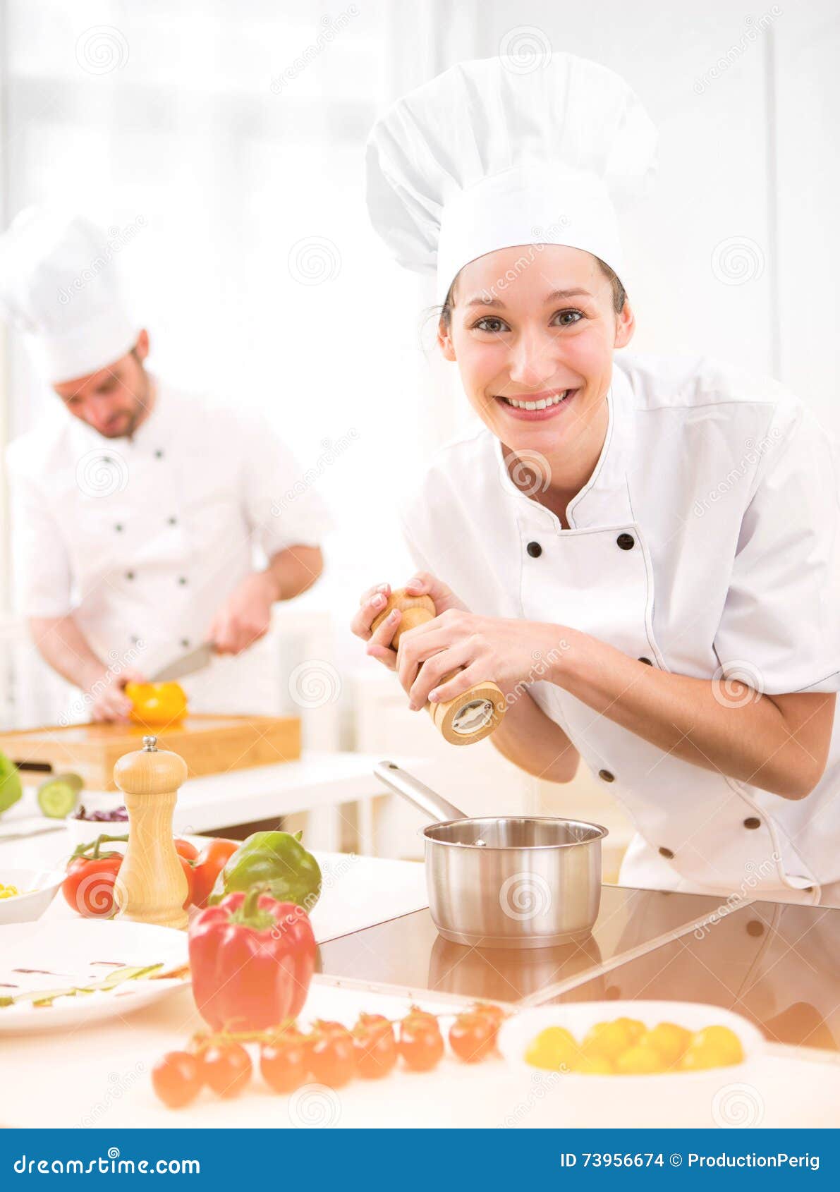 Young Attractive Professional Chef Cooking in His Kitchen Stock Photo ...