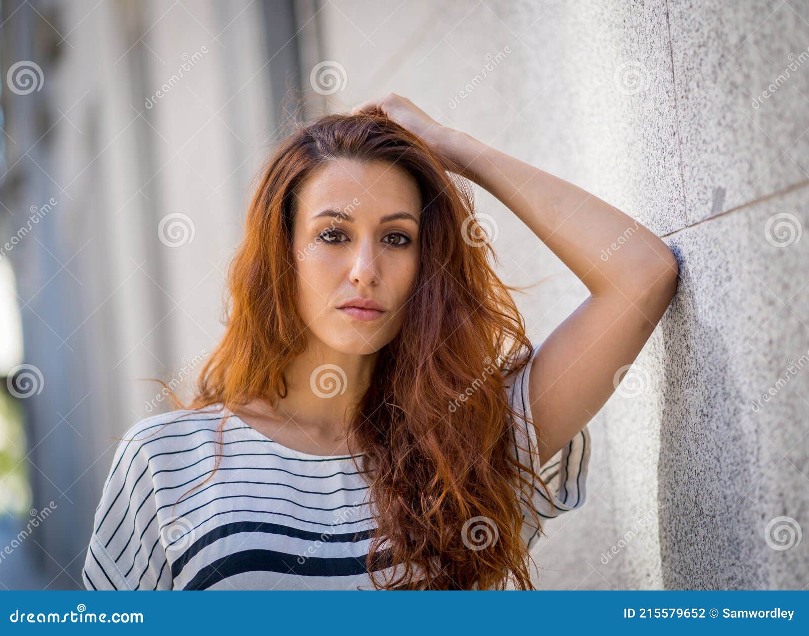 Young Attractive Red Haired Woman Looking With Natural Beauty Real