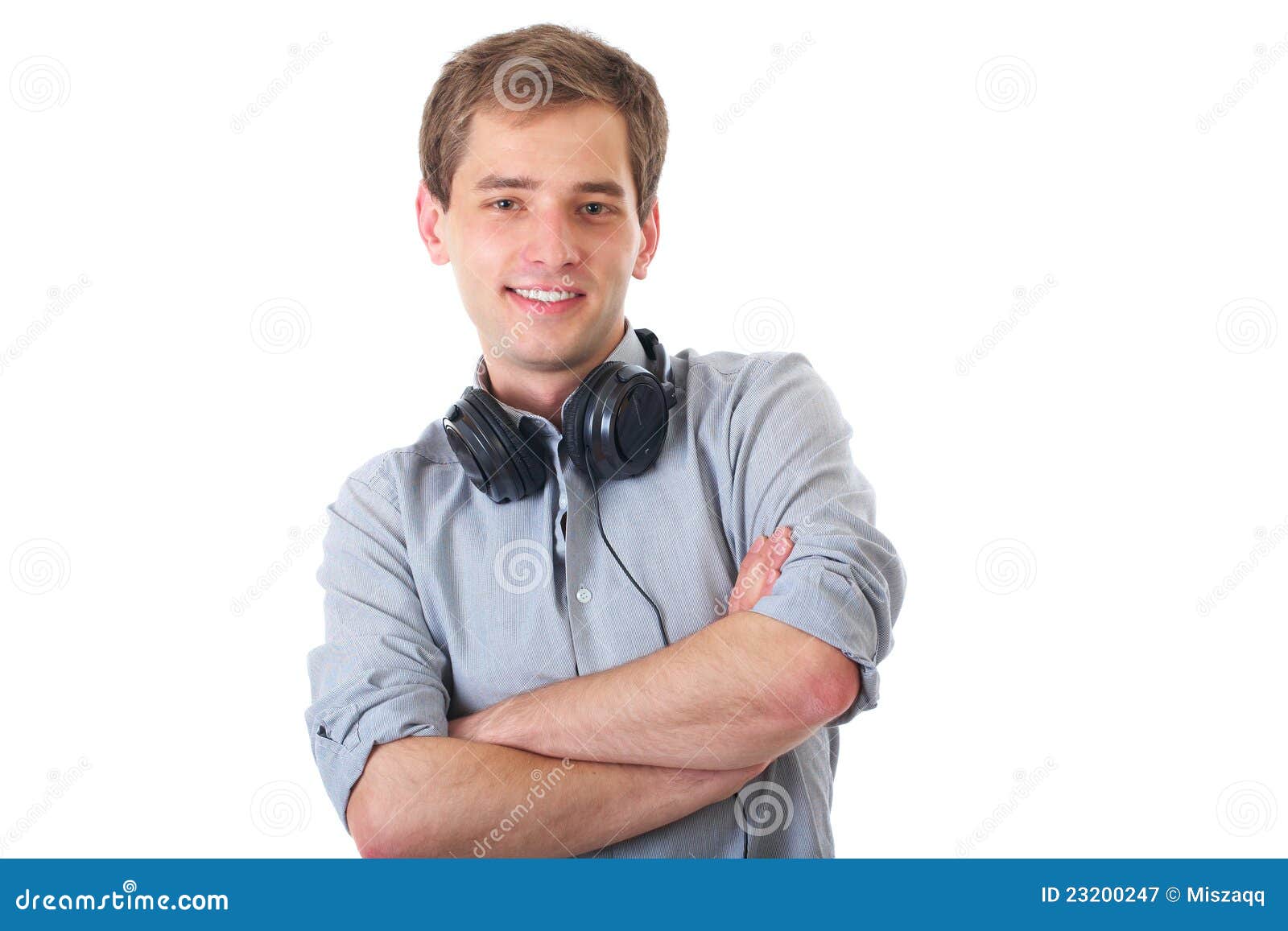 Young Attractive Relaxed Man with Headphones Stock Image - Image of ...
