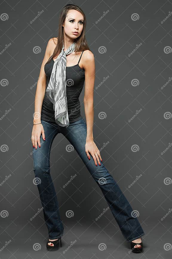 Young Attractive Slim Fashion Model. Stock Image - Image of hair ...