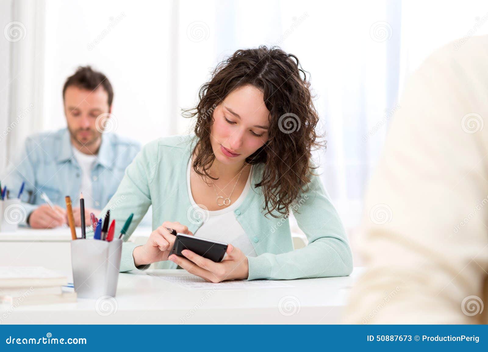 Young Attractive Student Taking Mathematics Exams Stock Image - Image ...