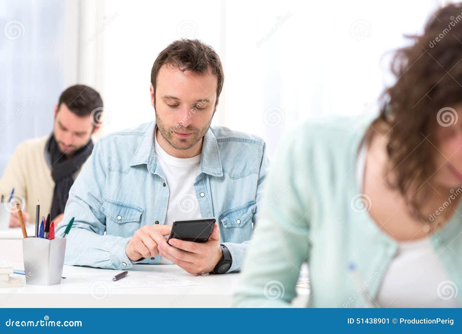 Young Attractive Student Taking Mathematics Exams Stock Image - Image ...