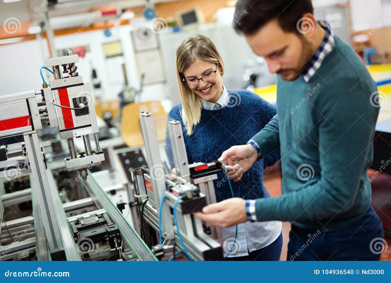 Young Attractive Students of Mechatronics Working on Project Stock ...