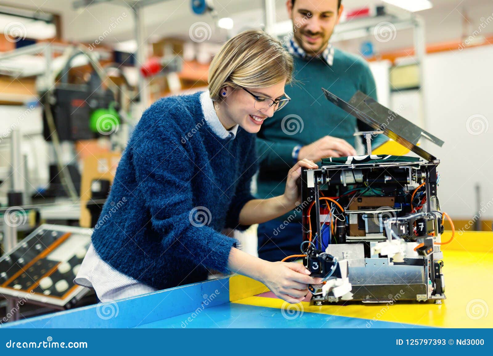Young Attractive Students of Mechatronics Working on Project Stock ...