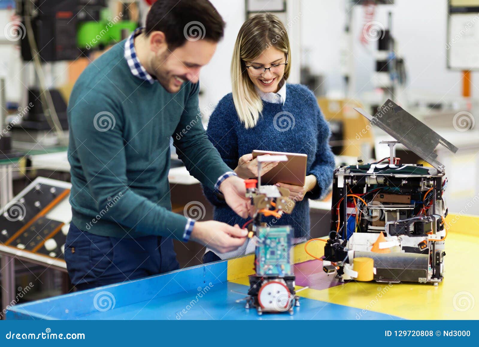 Young Attractive Students of Mechatronics Working on Project Stock ...