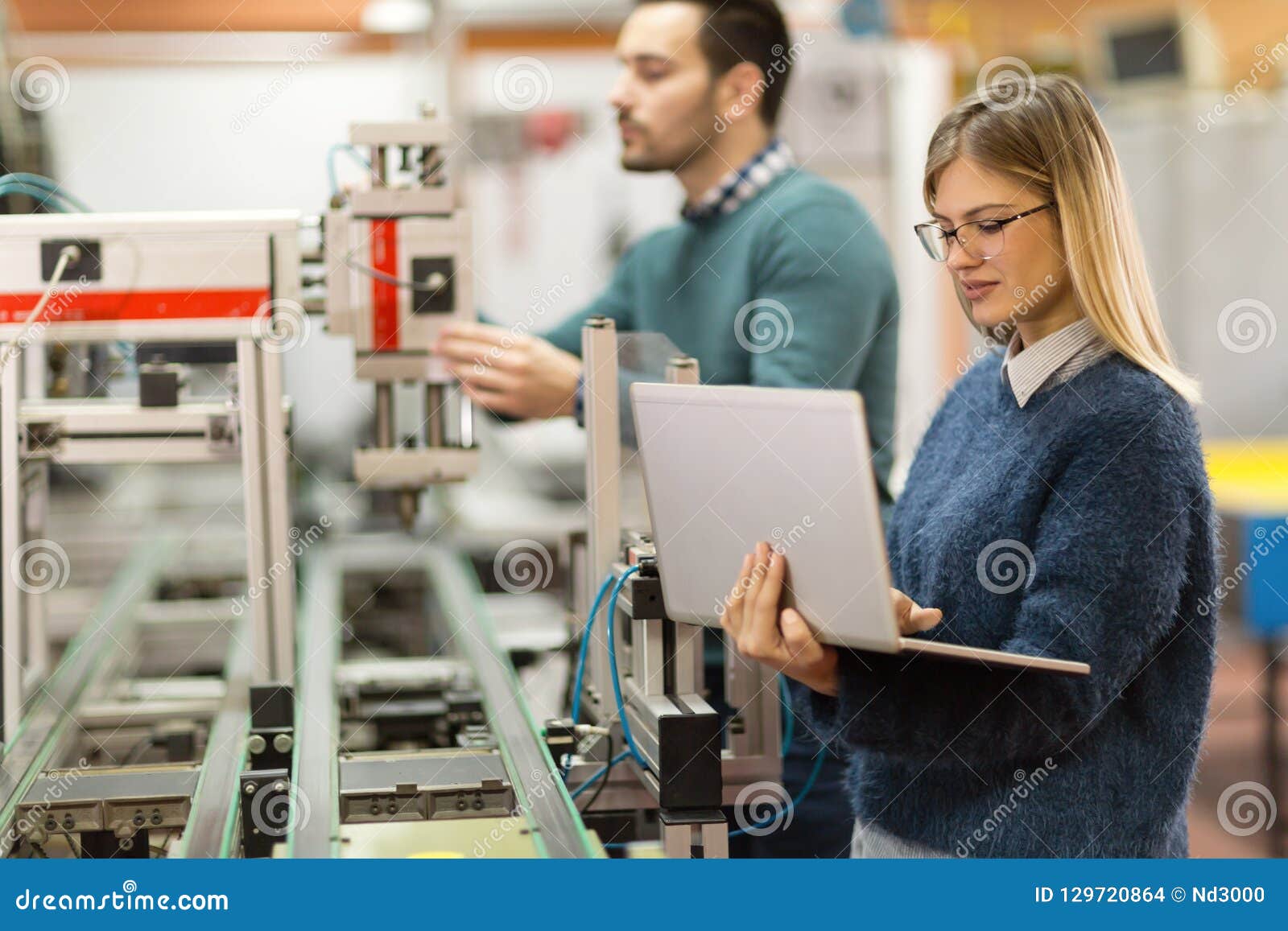 Young Attractive Students of Mechatronics Working on Project Stock ...