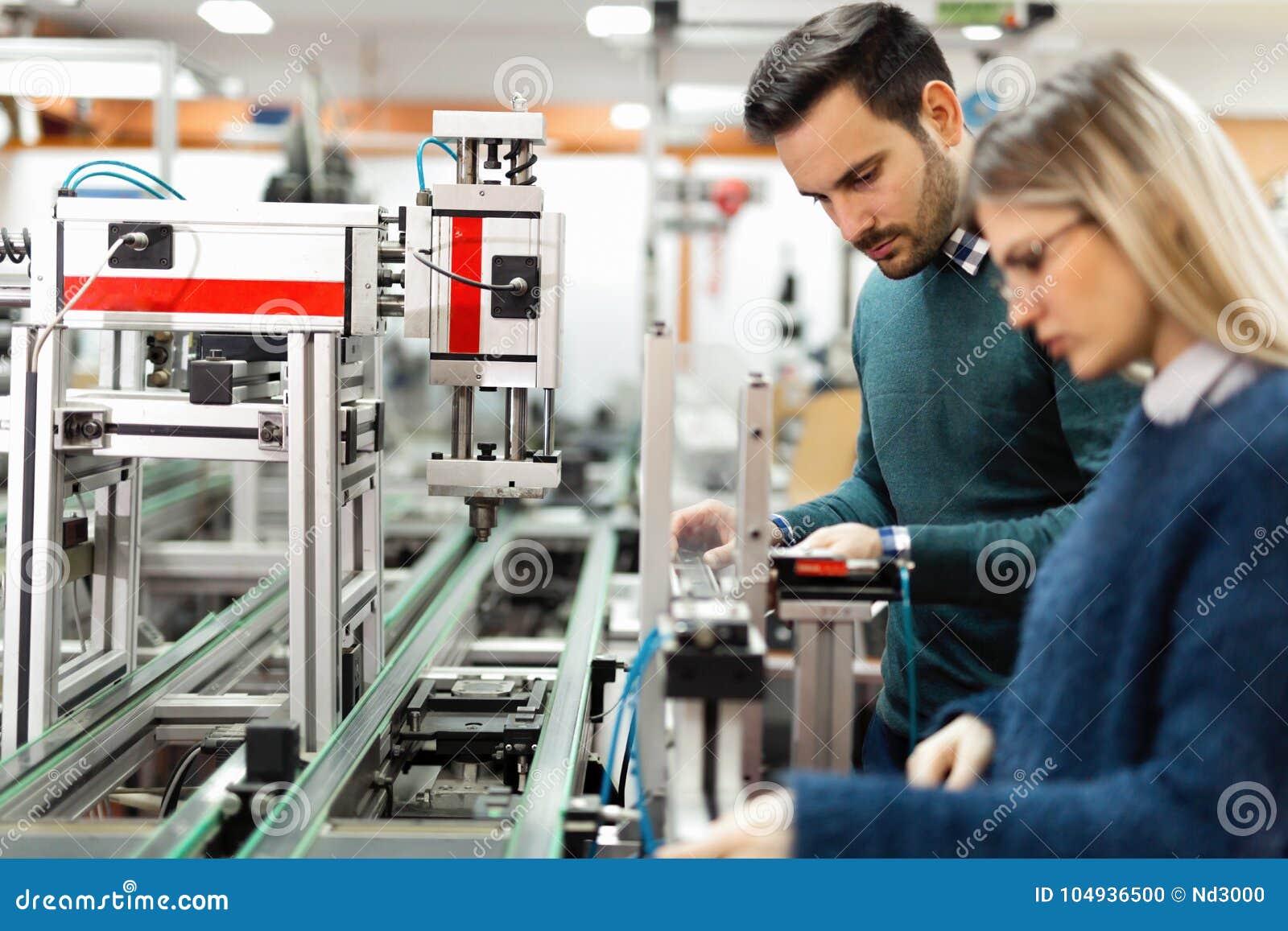 Young Attractive Students of Mechatronics Working on Project Stock ...