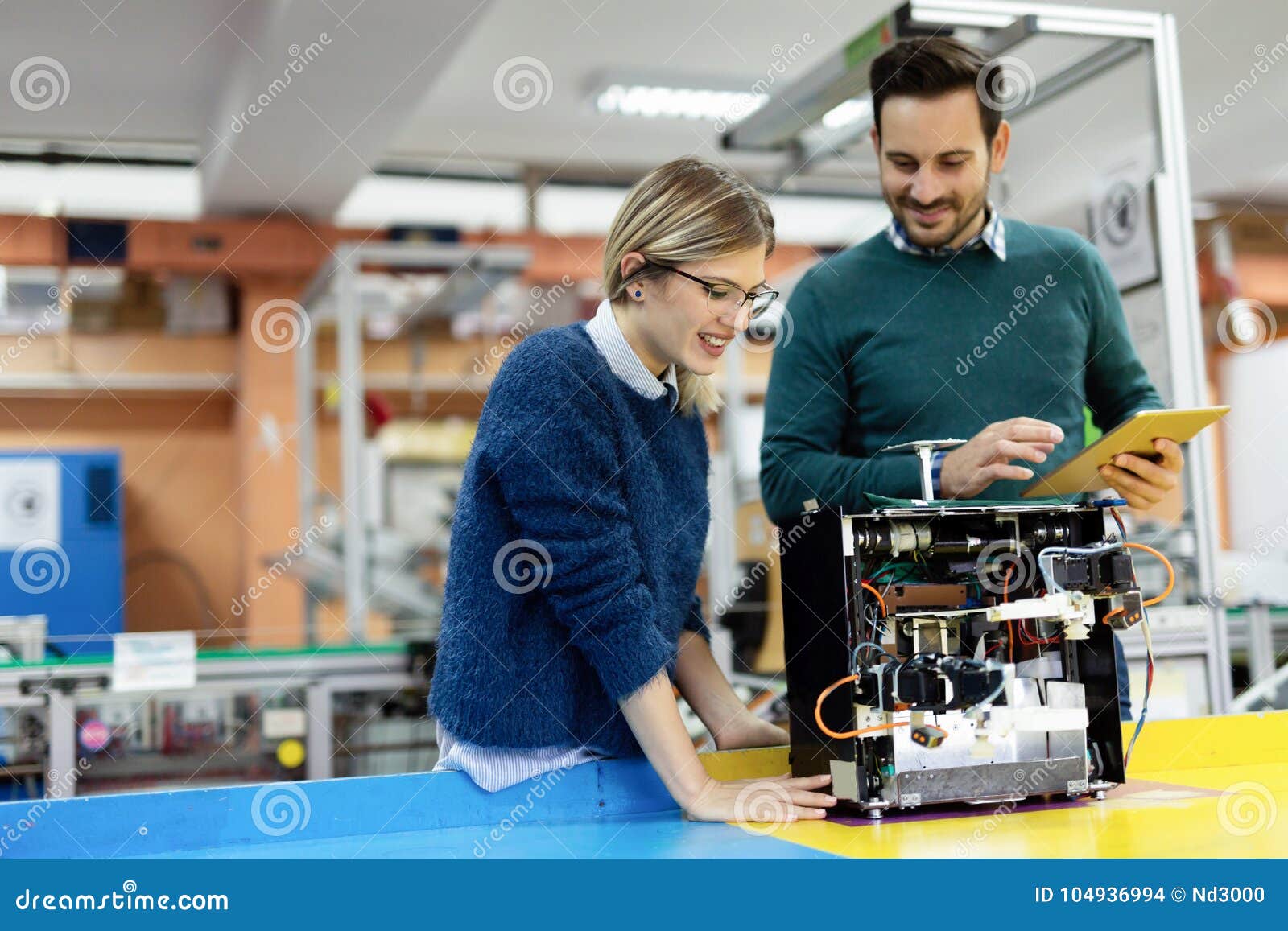 Young Attractive Students of Mechatronics Working on Project Stock ...