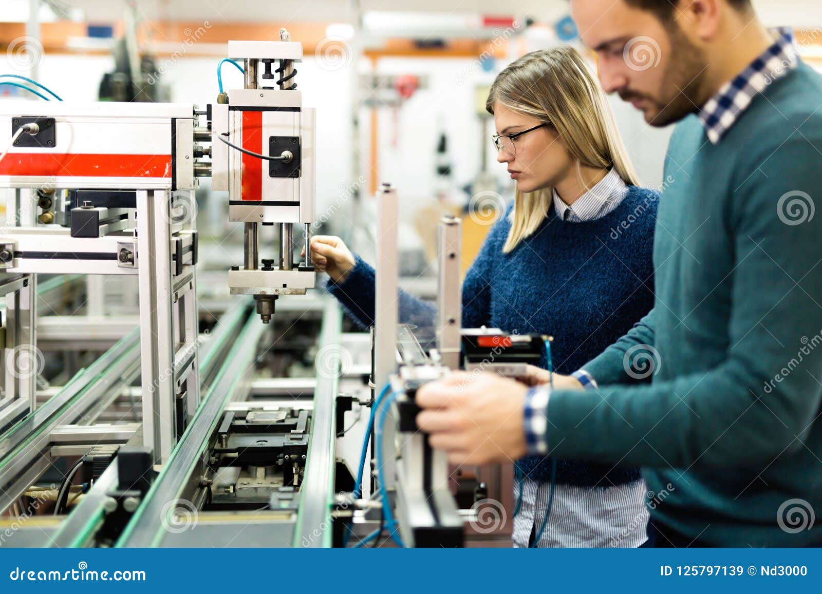 Young Attractive Students of Mechatronics Working on Project Stock ...