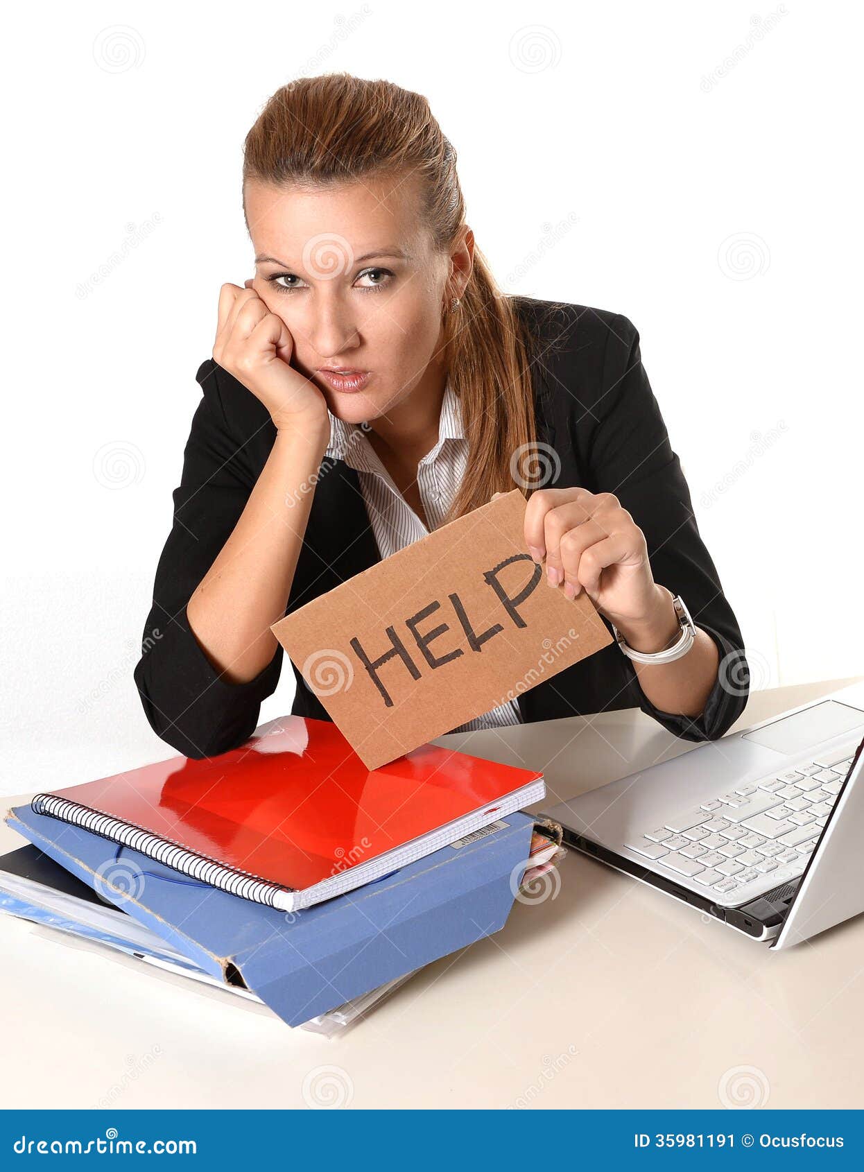 Young Attractive Woman Asking for Help Stock Image - Image of executive ...